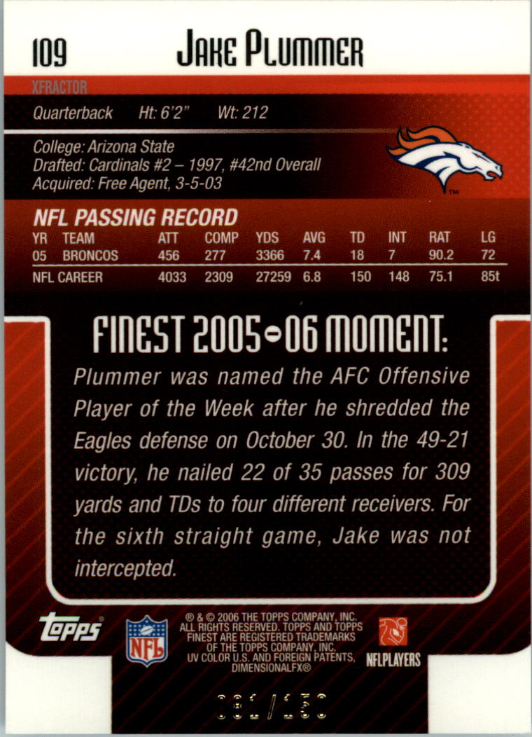 2006 Finest Blue Xfractors Football Card Pick | eBay