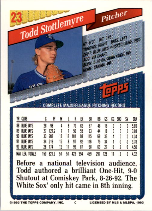 A6983- 1993 Topps Baseball Card #s 1-100 +RARE VER -You Pick- 15+ FREE ...