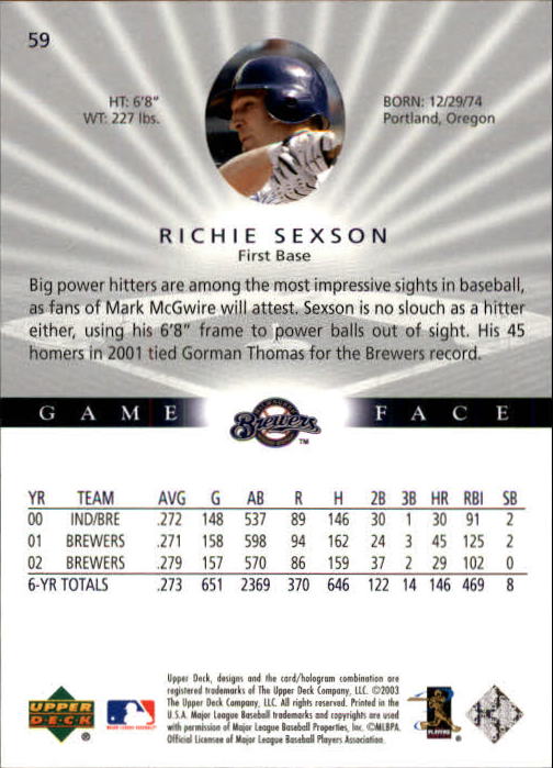 2003 Upper Deck Game Face Baseball Card Pick | eBay