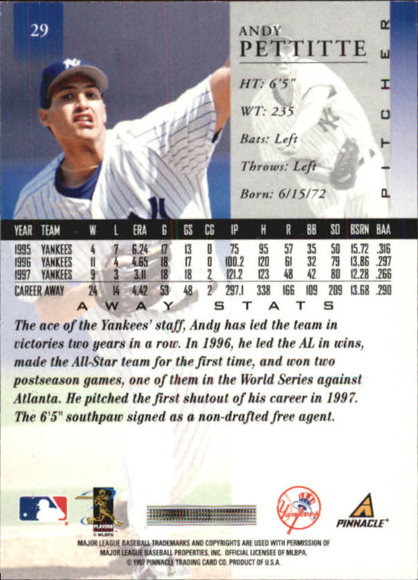 A7141- 1998 Pinnacle Baseball Assorted Insert Cards -You Pick- 15+ FREE ...