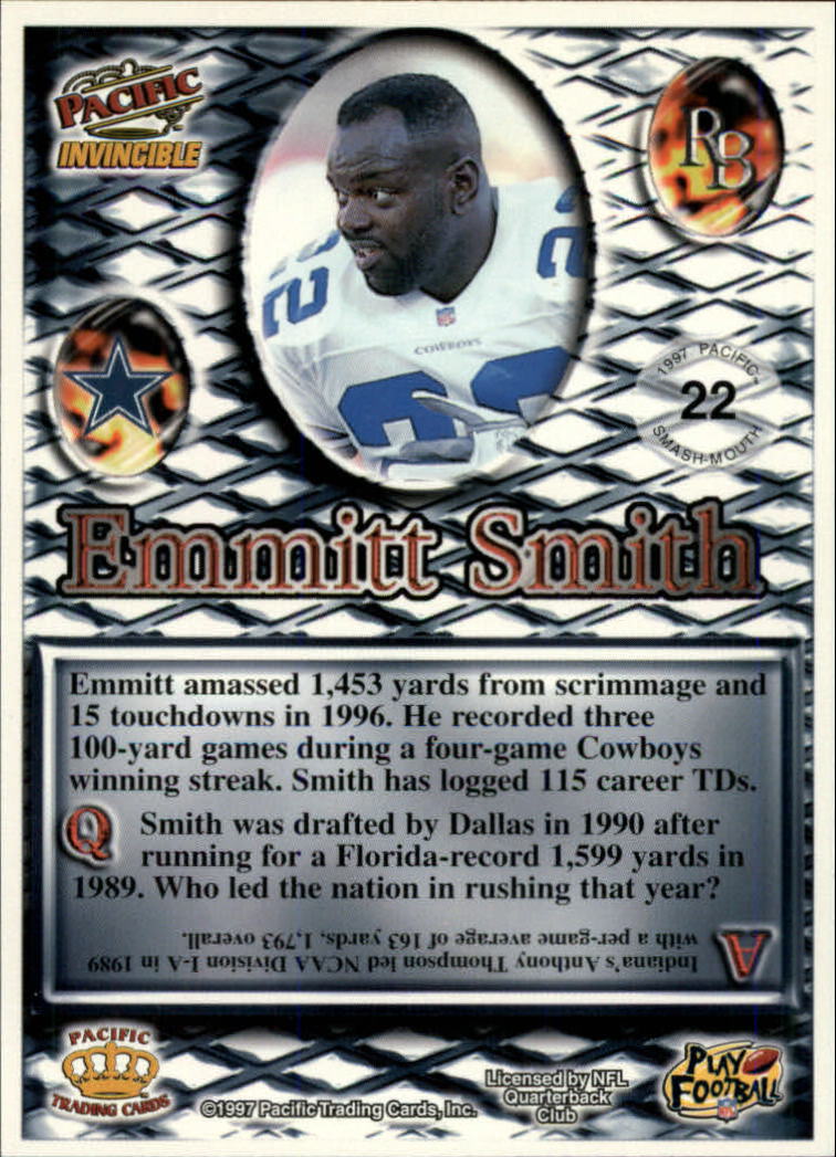 1997 Pacific Invincible Smash Mouth Football Card Pick | eBay