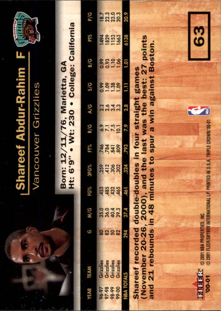 2000-01 Fleer Triple Crown Basketball Card Pick | eBay