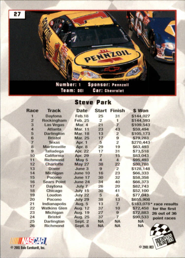 2002 Press Pass Racing Card Pick | eBay