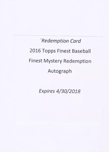 2016 Topps Finest Baseball Mystery Redemptions Announced