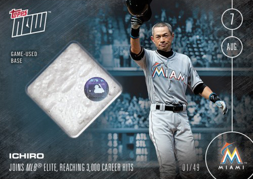 2016 Topps Now 327 Ichiro 3000 Hit Relic Blue - Beckett News