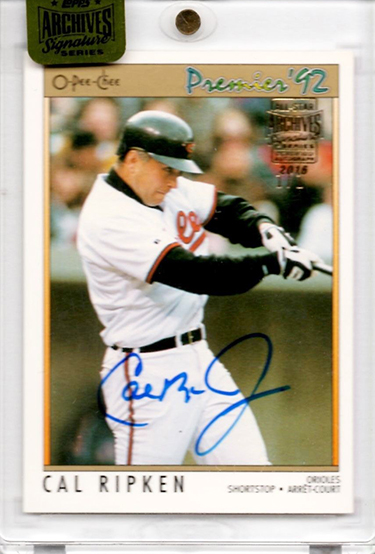 2016 Topps Archives Signature Series Cal Ripken 1992 OPC Premier ...