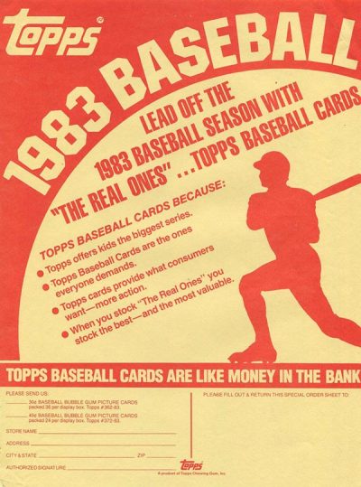 1983 Topps Baseball Checklist, Team Set Lists, Details