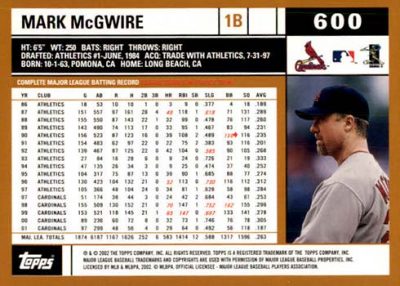 10 Mark McGwire Baseball Cards That Help Tell the Story of His Career ...