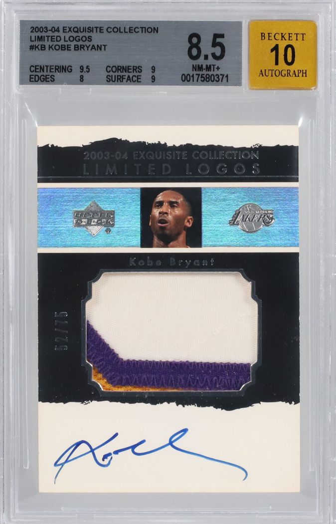 Graded: 2003-04 Exquisite Collection Limited Logos #KB Kobe Bryant ...